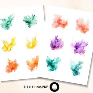 35 Pastel Watercolor Alcohol Ink Splash Clipart, Abstract PNG Bundle ...