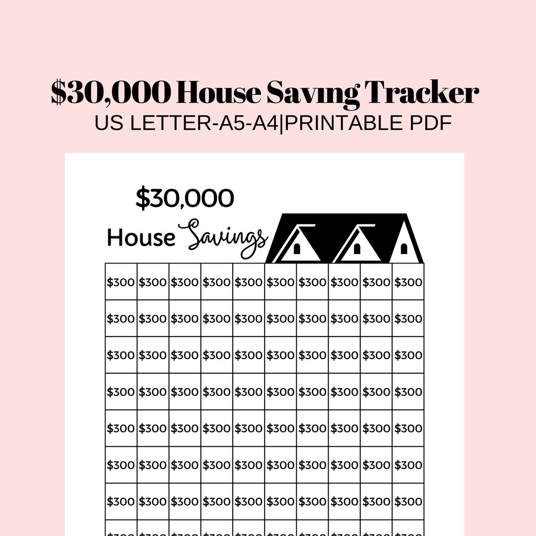 House Savings Challenge Tracker 30k Savings Challenge Money Challenge ...