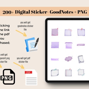 200+ Digital Goodnotes Sticker, Sticky Notes PNG , PNG Digital Stickers ...