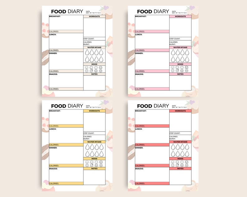 Daily Food Diary Printable, A4 A5 Printable Daily Food Journal ...