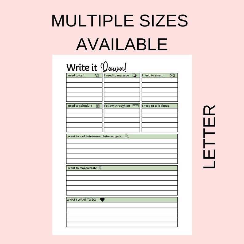 Brain Dump Printable Printable Brain Dump Planner Insert Thought ...