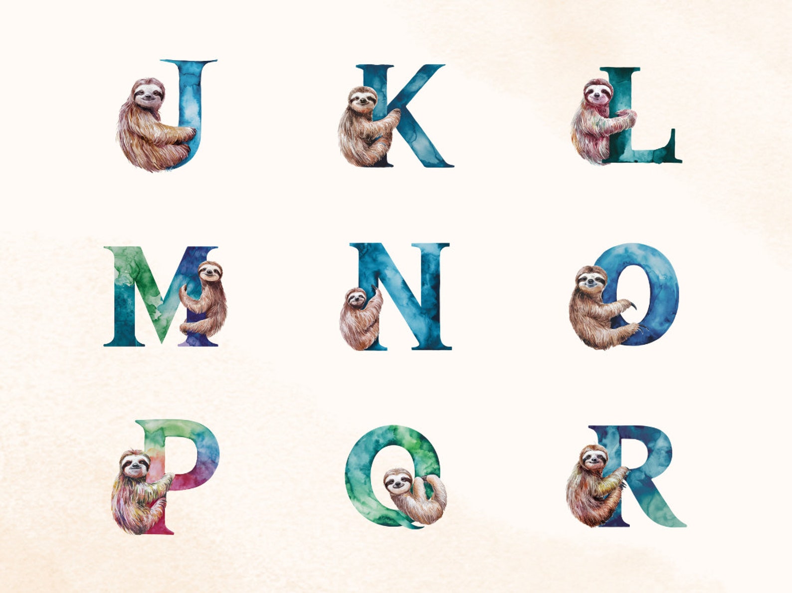 26 Sloth Png Sloth Clipart Sloth Alphabet Png Doodle Letters Animal ...