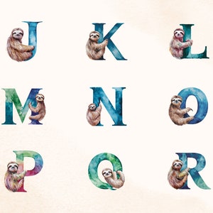 26 Sloth Png Sloth Clipart Sloth Alphabet Png Doodle Letters Animal ...