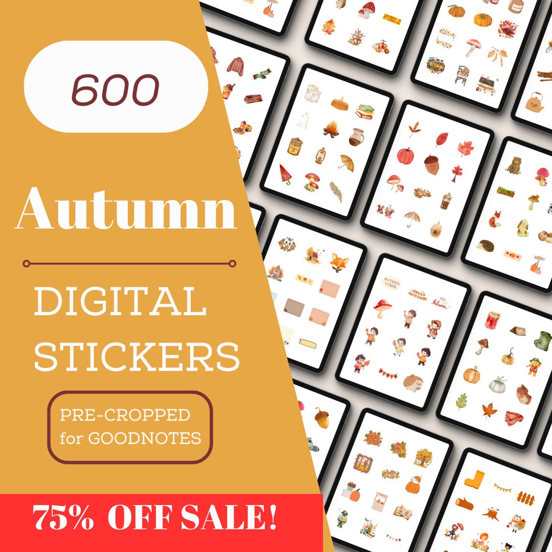 600 Autumn Digital Stickers, PNG Stickers, Goodnotes Stickers, Onenote ...