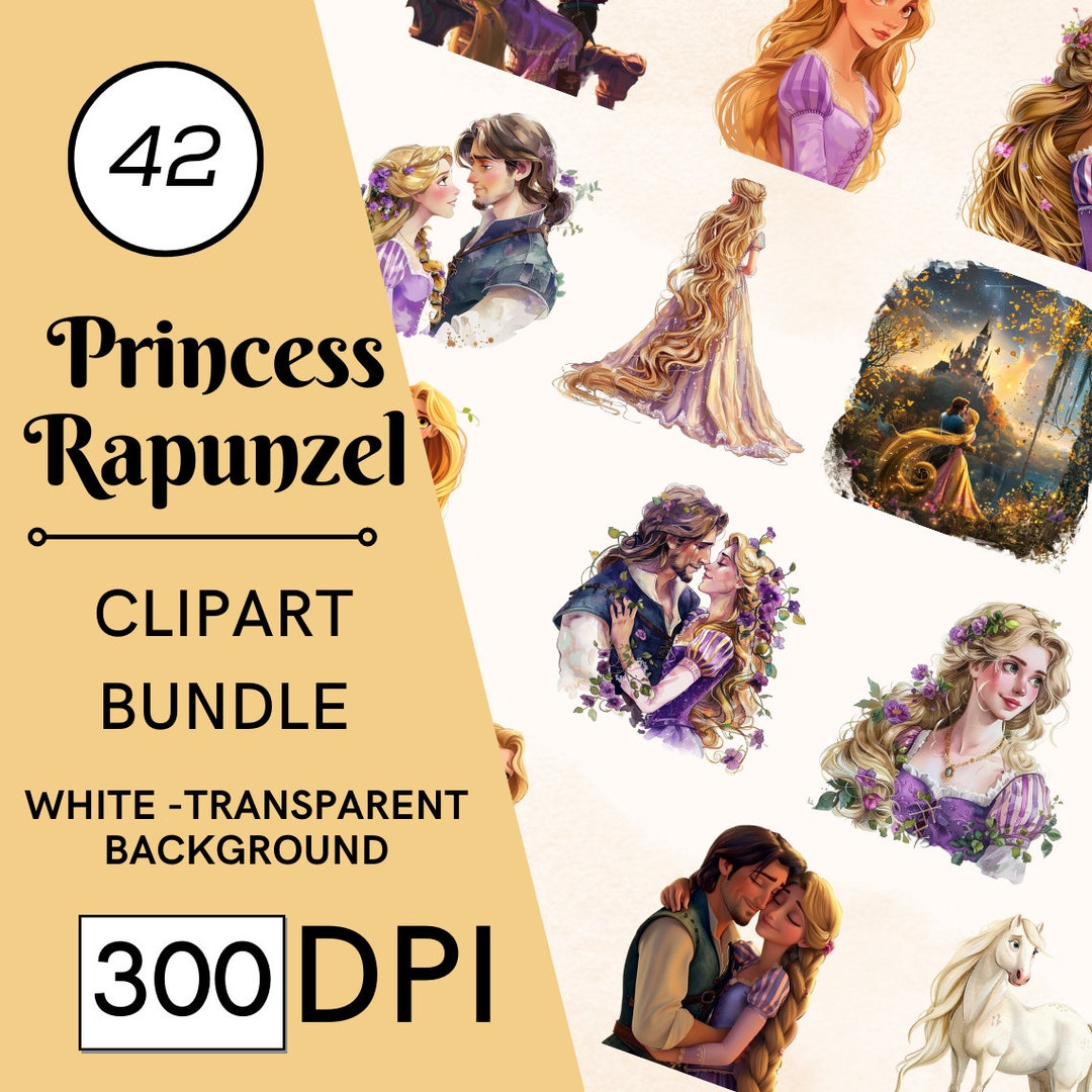 42 Princess Rapunzel Clipart, PNG, Full Commercial Use, Watercolor ...
