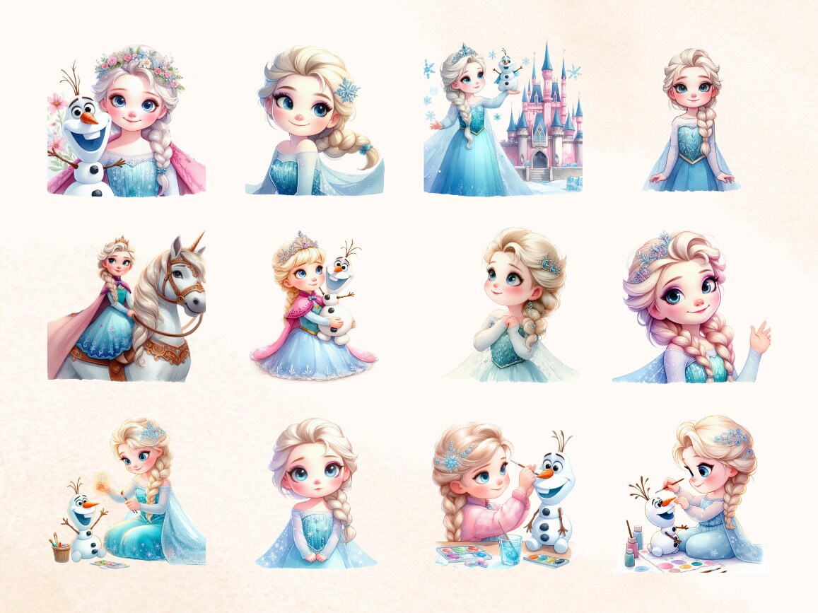 35 Baby Princess Elsa Clipart, PNG, Full Commercial Use, Watercolor ...