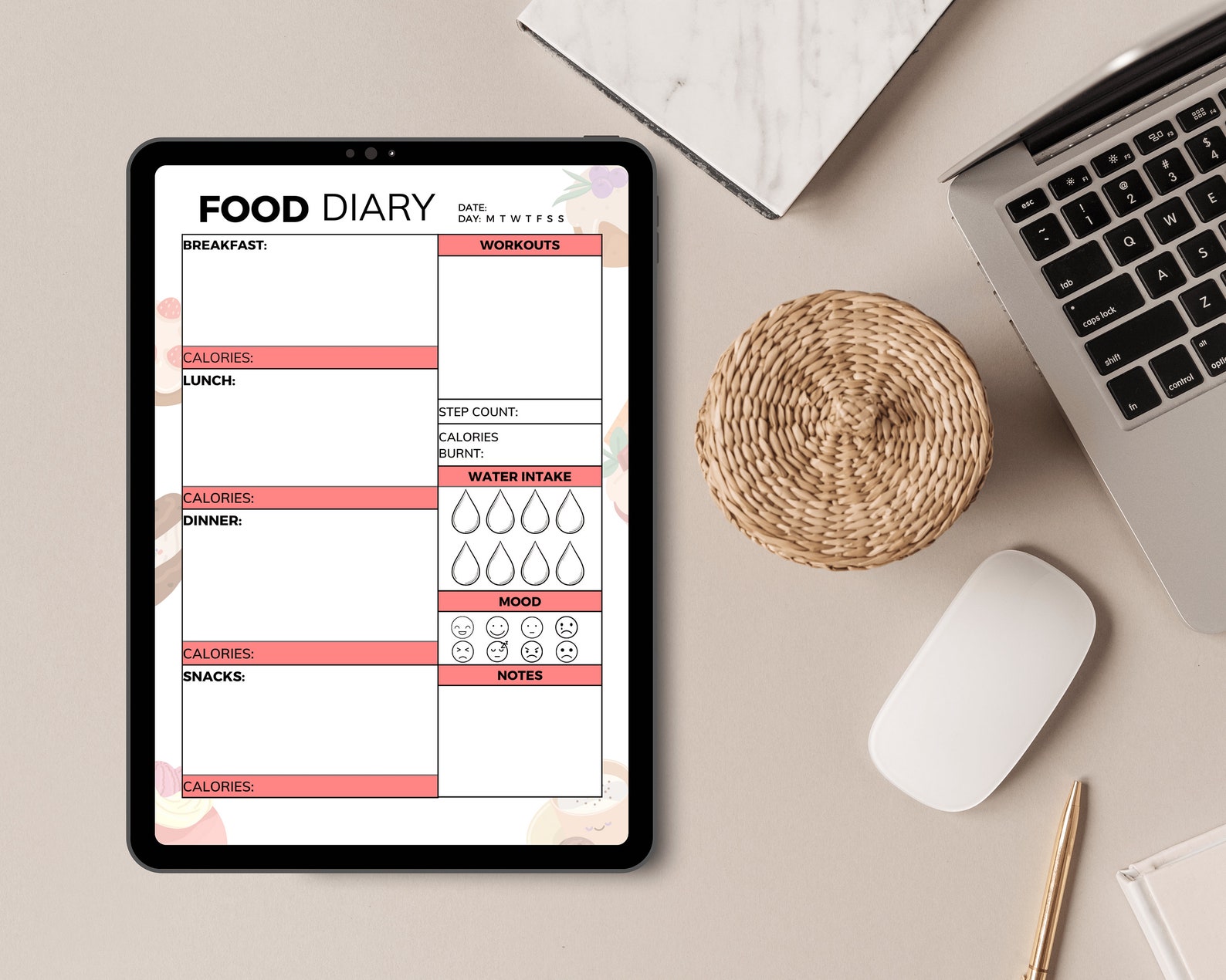 Daily Food Diary Printable, A4 A5 Printable Daily Food Journal ...