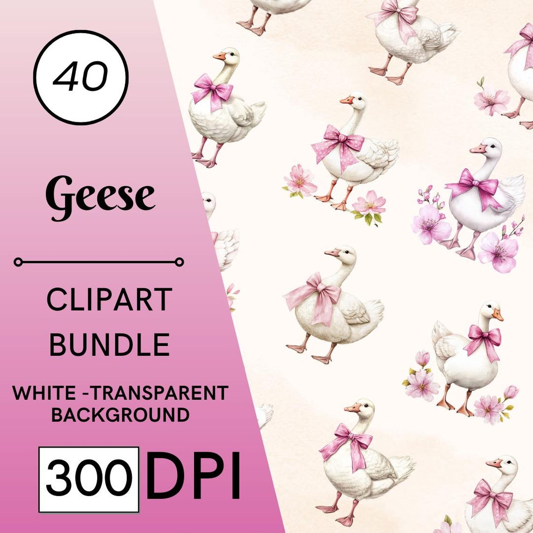 40 Watercolor Geese Clipart PNG Vintage Goose Clipart Digital Images ...
