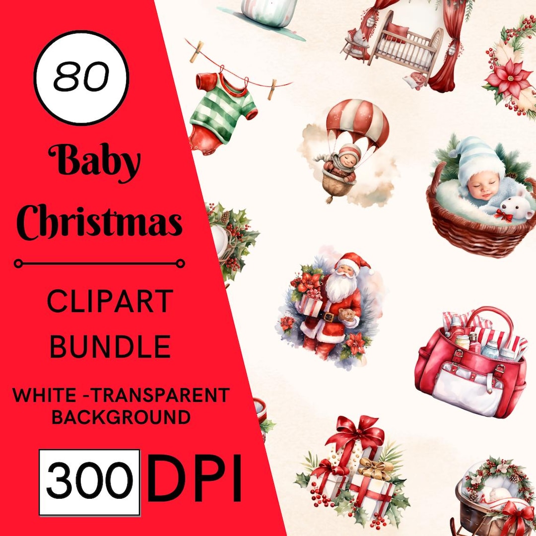 80 Watercolor Christmas Baby PNG Bundle, Christmas Baby Shower Clipart ...