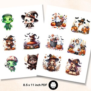 50 Watercolor Kawaii Halloween Clipart | Cute Halloween Graphics and ...
