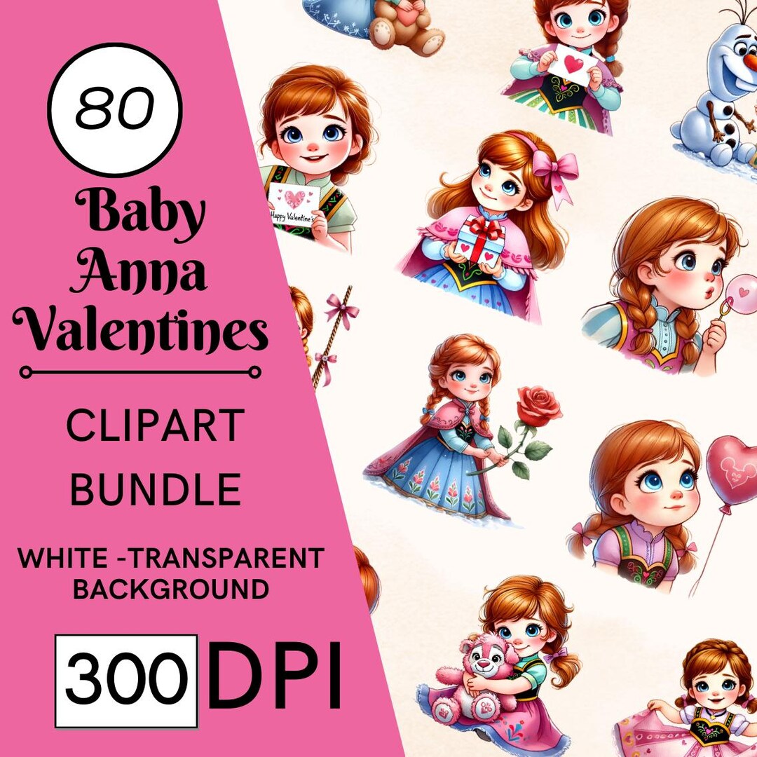 80 Baby Princess Anna Valentines Watercolor Clipart, Nursery Art ...