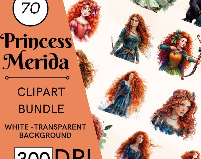 Princess Merida Brave Clipart, PNG, Full Commercial Use, Watercolor ...