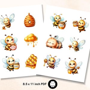 50 Honey Bee Clipart Bundle, Watercolor Bees Clip Art, Cute Bumblebee ...
