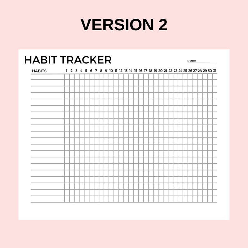 Monthly Habit Tracker Printable Landscape, Habit Tracker Template ...