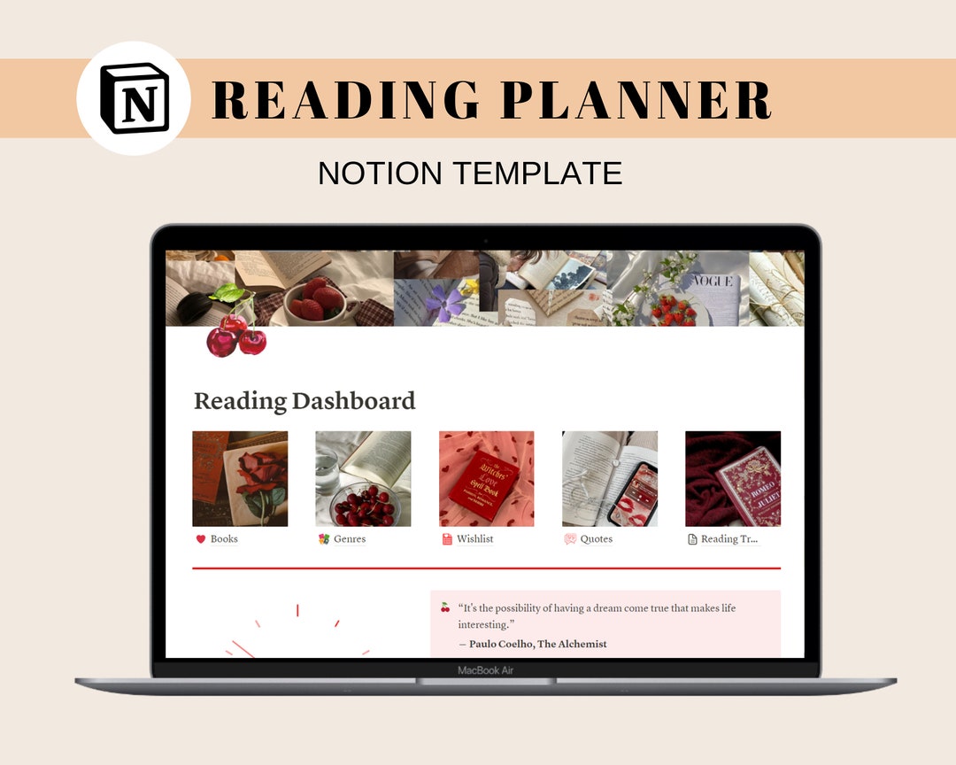 Reading Planner Notion Template , Notion Reader Templates, Notion ...
