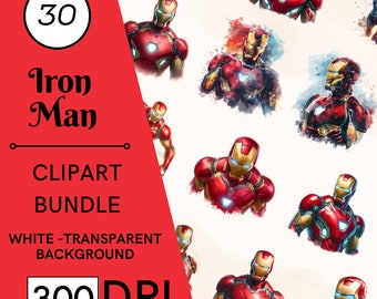 Watercolor Iron Man Birthday Clipart - 300 DPI, High-resolution ...