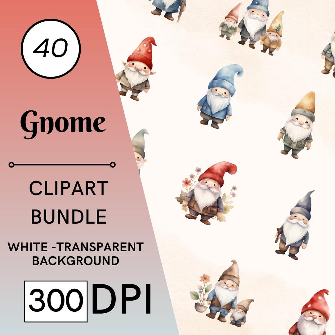 40 Gnome Clipart, Gnomes PNG, Cute Gnome PNG, Watercolor Gnomes Clipart ...