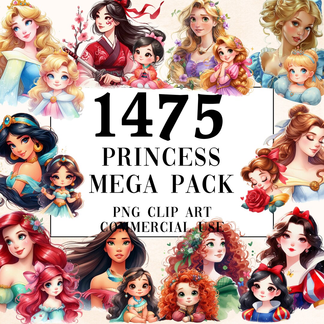 1475 Watercolor Fairytale Princess Clipart Mega Pack, Fantasy PNG ...