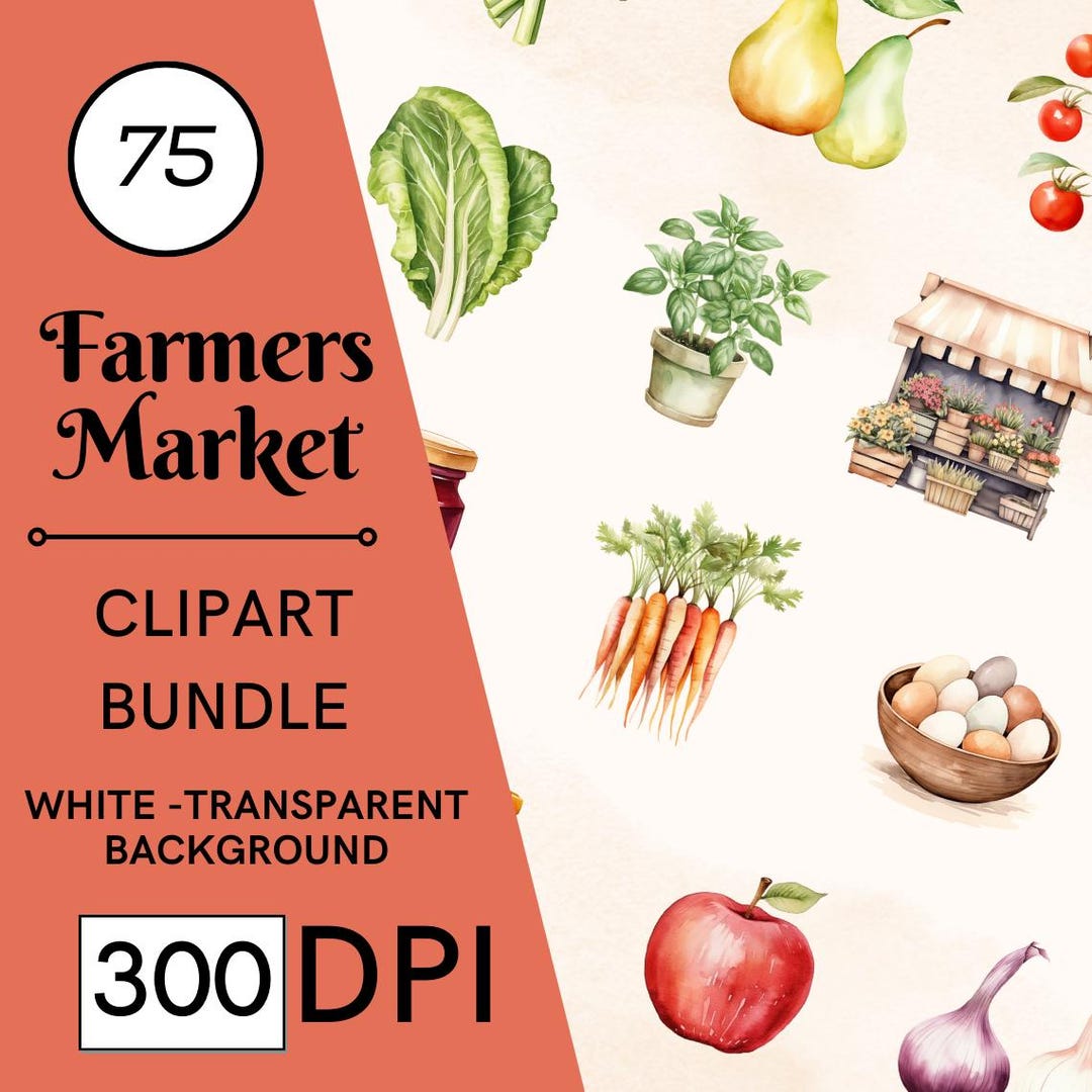 75 Farmers Market Watercolor Clipart, Garden, Nursery Decor, Commercial ...