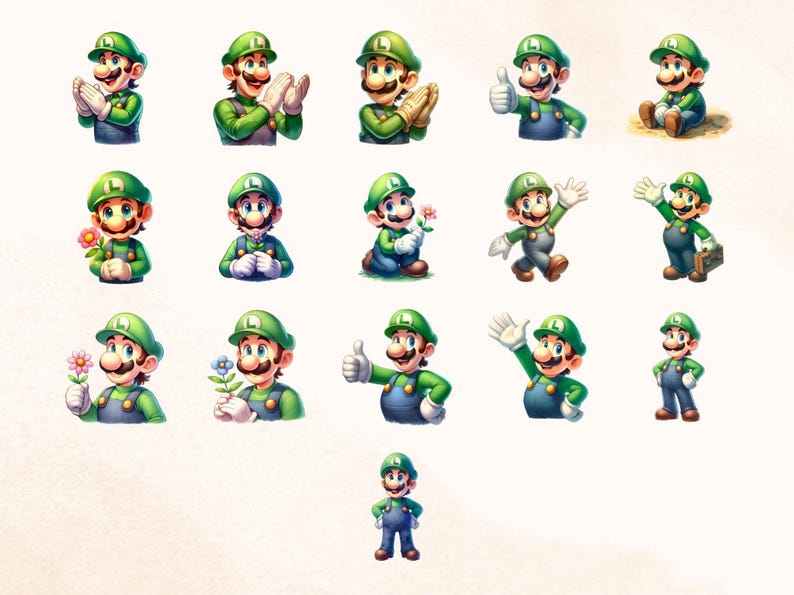 70 Watercolor Green Plumber Clipart Set, Gaming DIY Graphics, Nursery ...