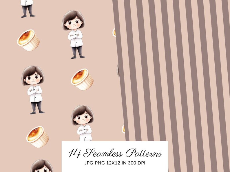 Ratatouille Seamless Pattern, Chef, Watercolor Digital Paper (PNG, JPG ...