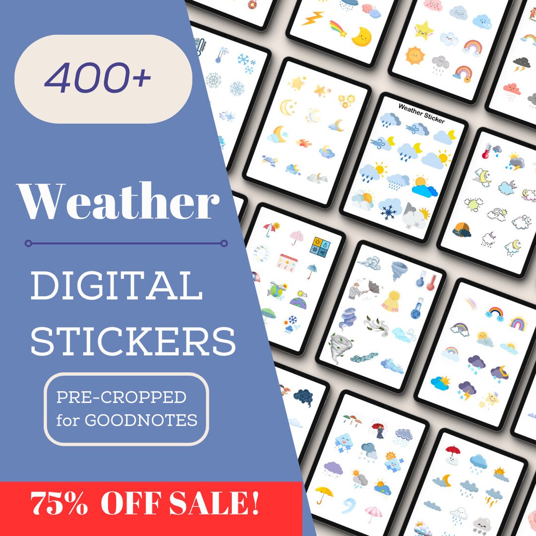 400+ Weather Digital Stickers, Weather Stickers, Digital Planner ...