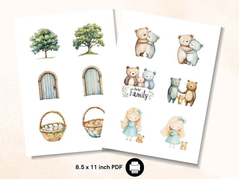 70 Goldilocks and the Three Bears Clipart, Watercolor Fairy Tale ...