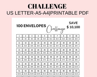 100 Envelope Challenge 10,100 Savings Challenge Tracker Money Challenge PDF INSTANT DOWNLOAD - Etsy