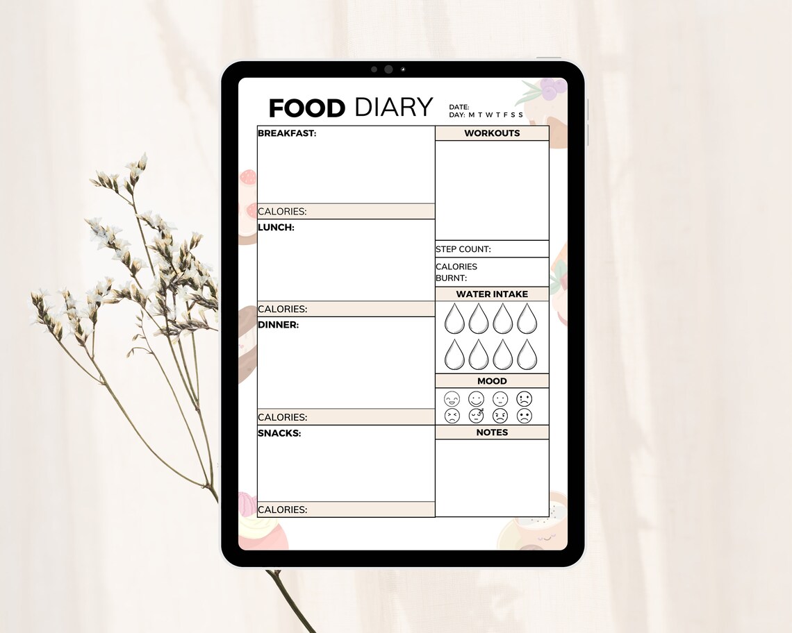 Daily Food Diary Printable, A4 A5 Printable Daily Food Journal ...
