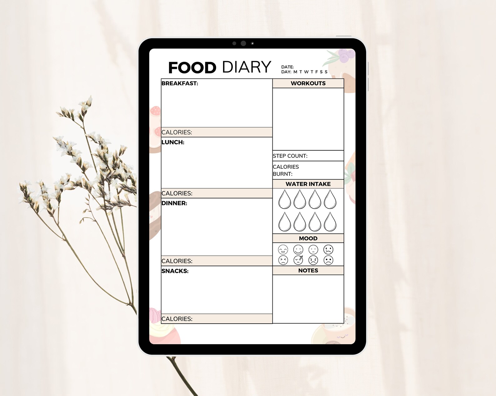 Daily Food Diary Printable, A4 A5 Printable Daily Food Journal ...