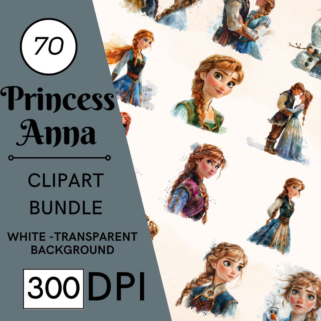 70 Princess Anna Clipart, Watercolor Princess Clipart, Fantasy Princess ...