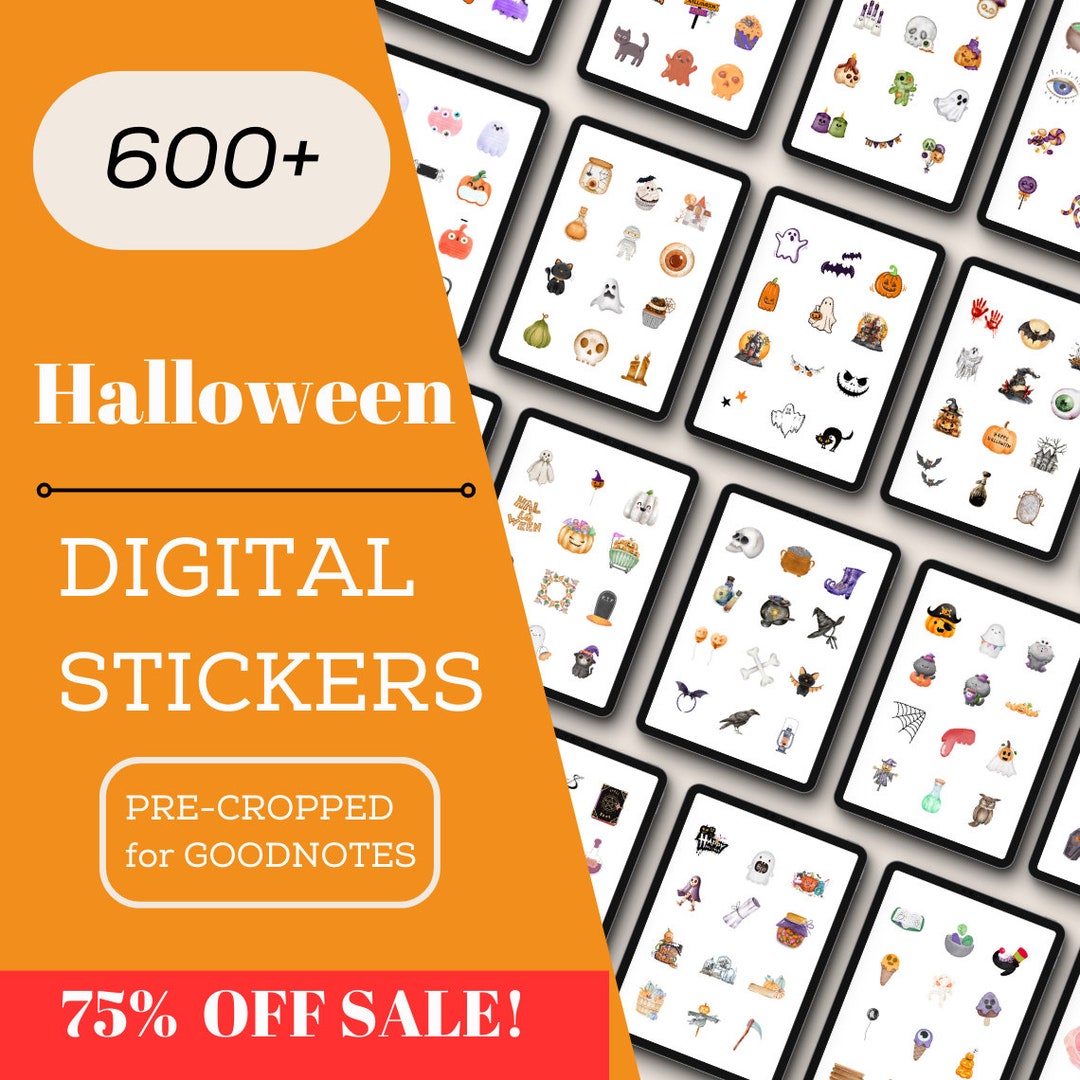 600+ Halloween Digital Stickers: Goodnotes Planner Stickers, PNG ...
