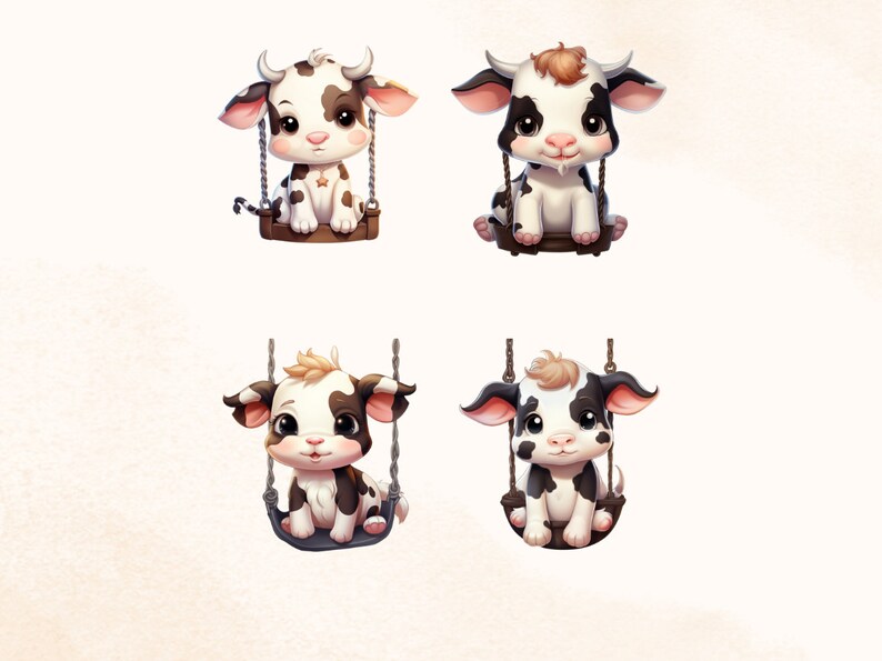20 Cute Cow Clipart Bundle, Adorable Farm Animal, Farm Barn Animal PNG ...