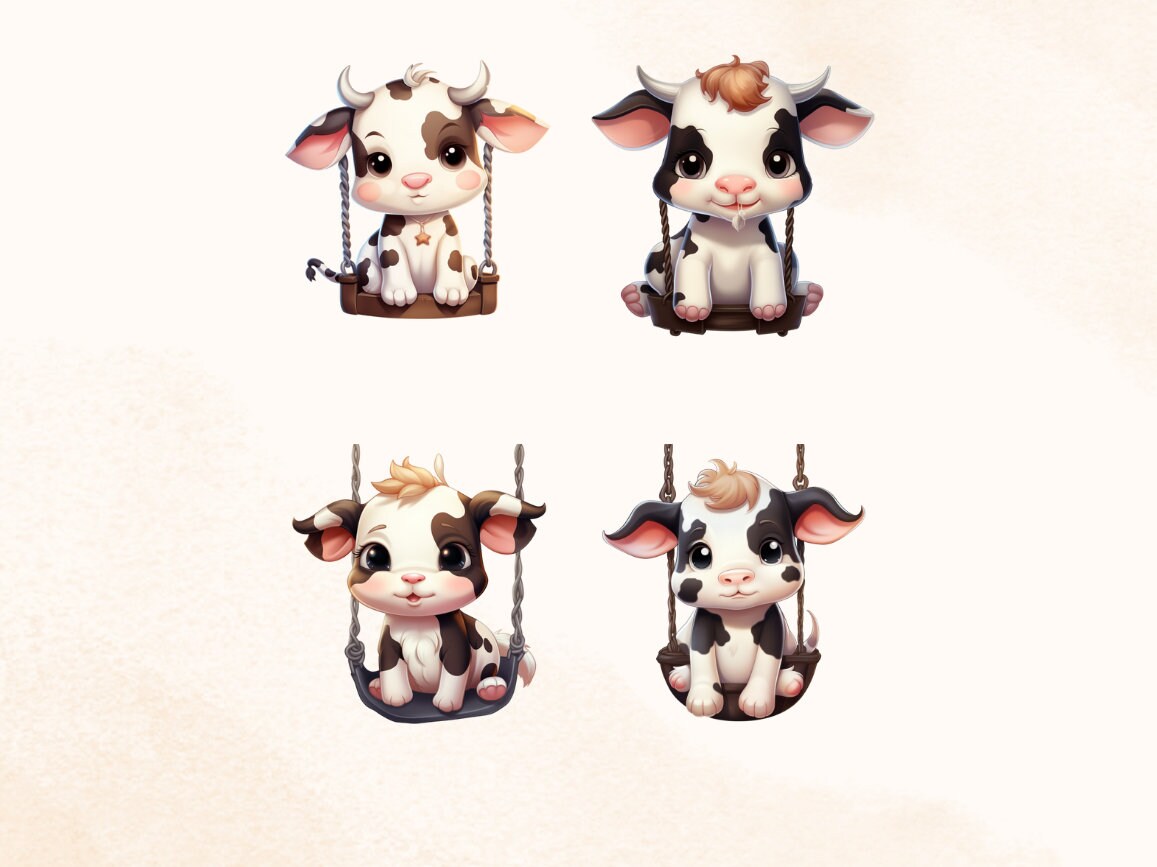 20 Cute Cow Clipart Bundle, Adorable Farm Animal, Farm Barn Animal PNG ...