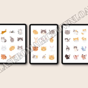 300+ Cute Cat Digital Stickers | Cat Face Emoticon Goodnotes Stickers ...