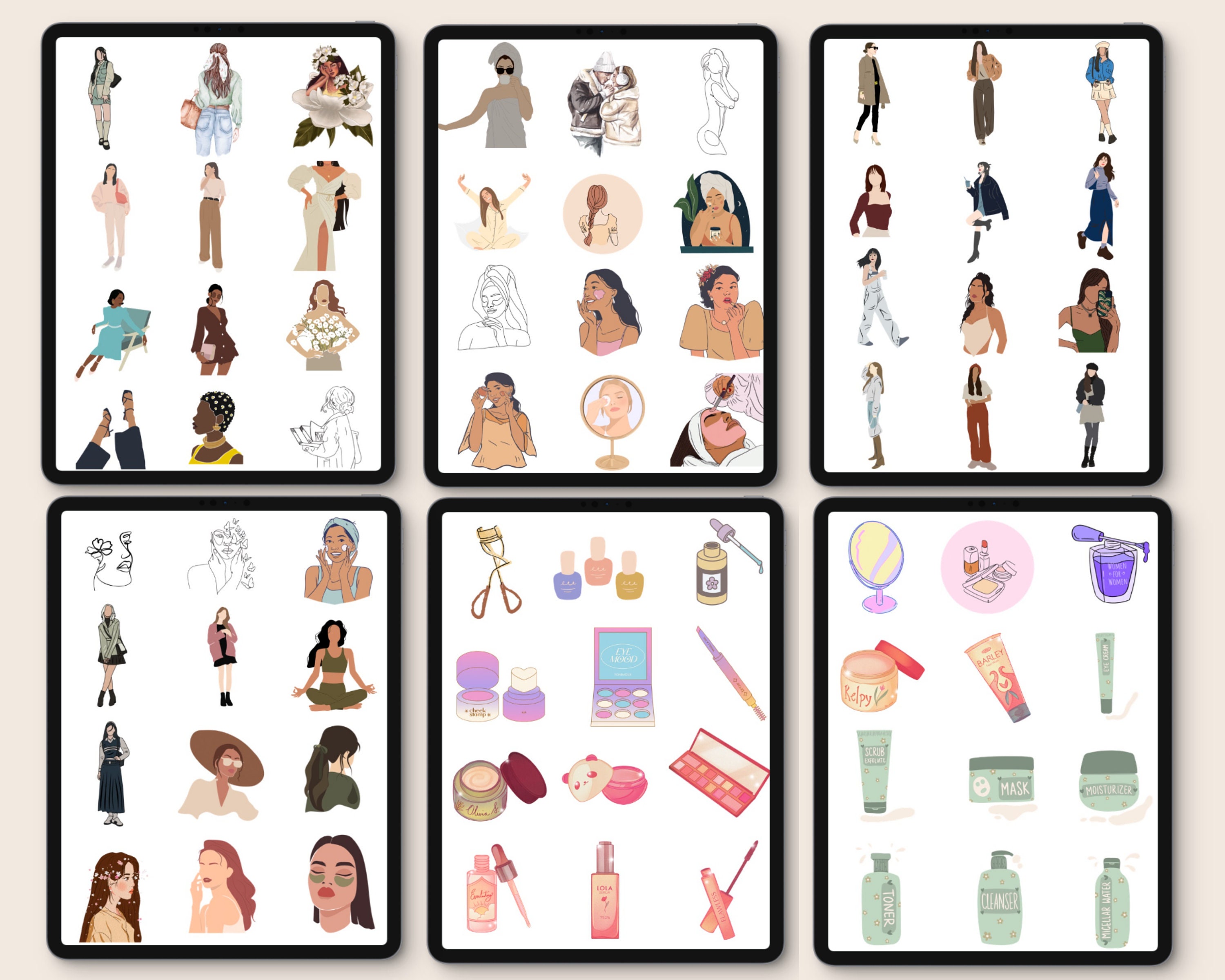 That Girl Aesthetic DIGITAL STICKERS Watercolor Goodnotes Stickers ...