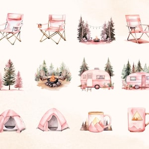 30 Camping Clipart, Girl Camping Clipart, Campfire PNG, Camper PNG ...
