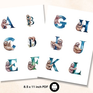 26 Sloth Png Sloth Clipart Sloth Alphabet Png Doodle Letters Animal ...