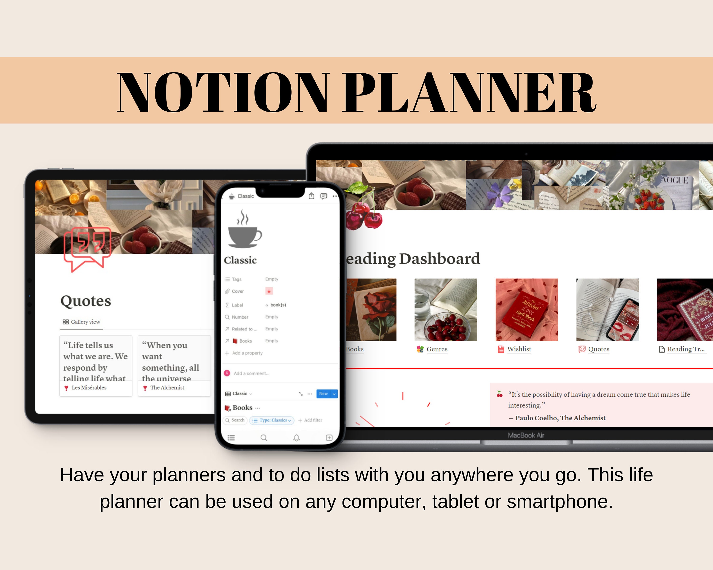 Reading Planner Notion Template , Notion Reader Templates, Notion ...