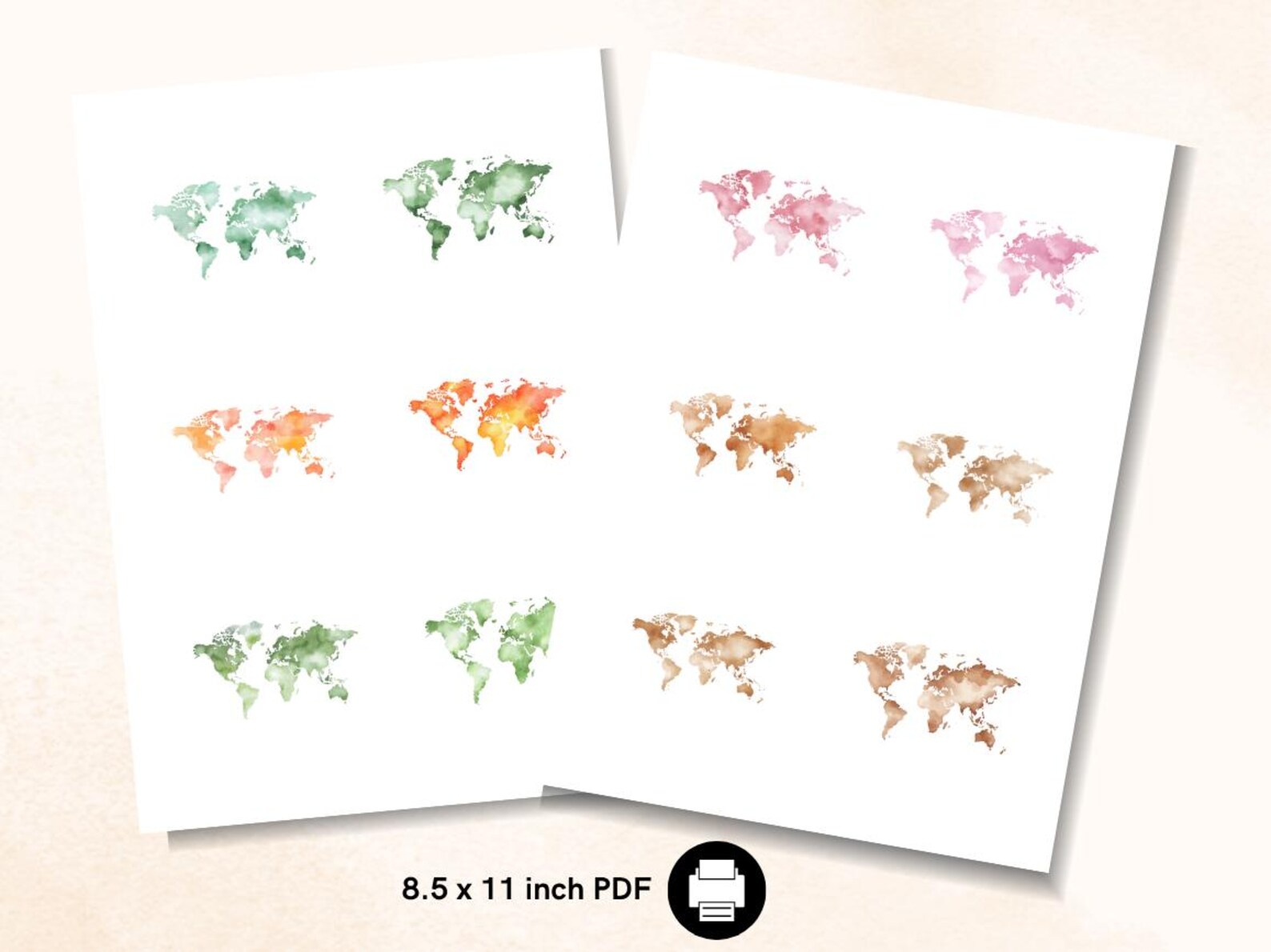 40 Watercolor World Map Clipart, Travel Adventure, Transparent Pngs ...