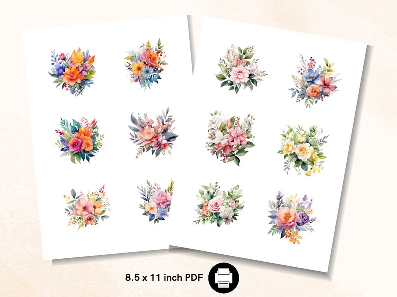 40 Watercolor Floral Clipart, Wildflower PNG Images, Floral Art ...