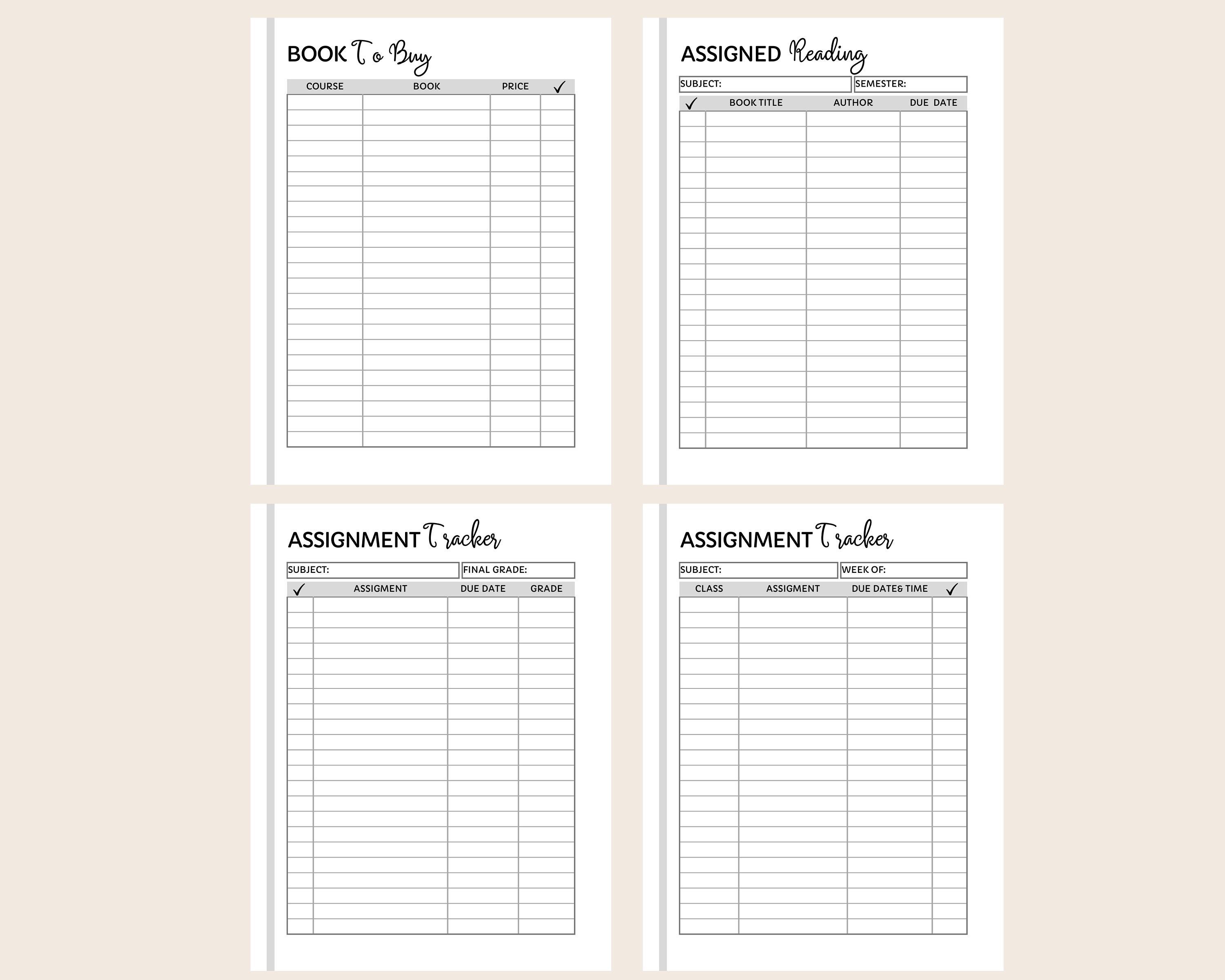 Student Planner Study Planner Printable Academic Planner College School ...