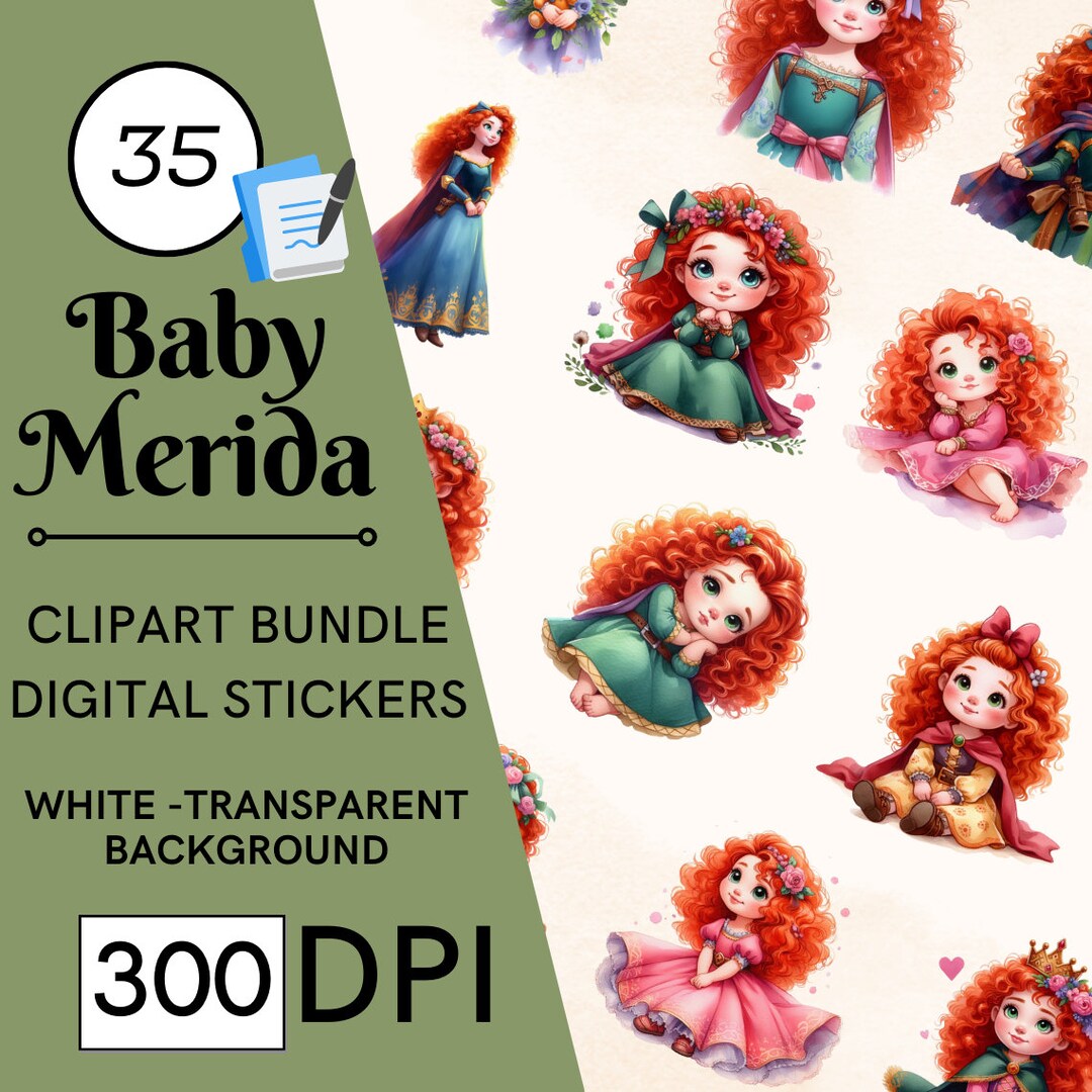 35 Baby Princess Merida Brave Clipart, PNG, Full Commercial Use ...