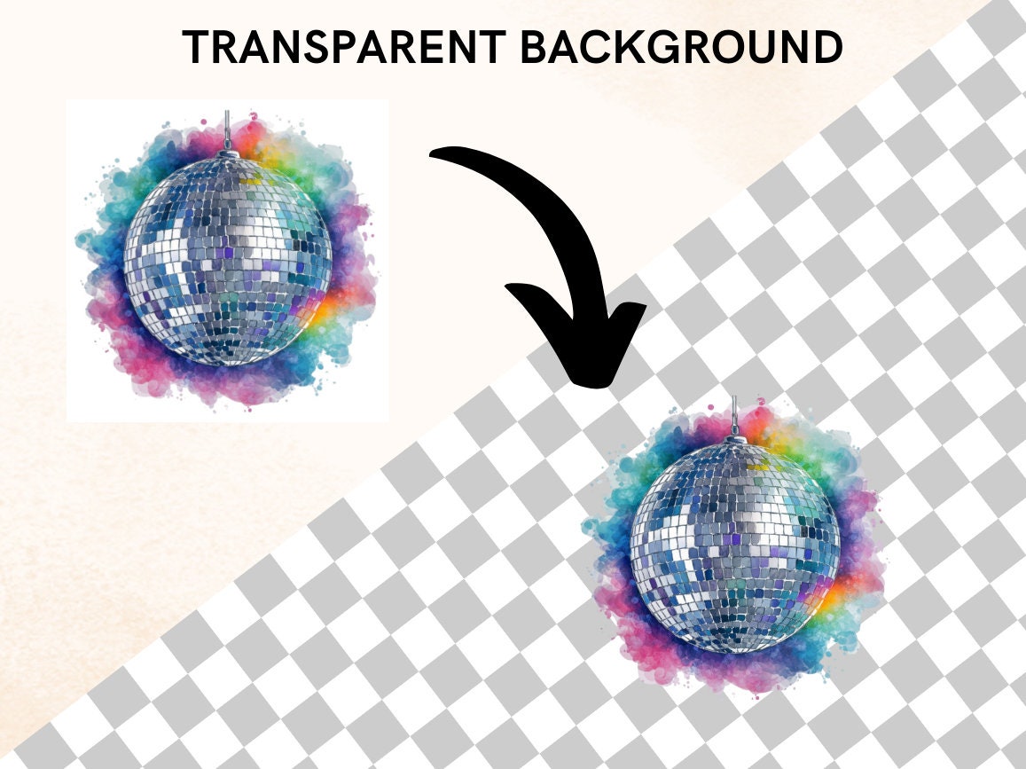 20 Silver Watercolor Disco Ball Clipart, Transparent PNG, Commercial ...