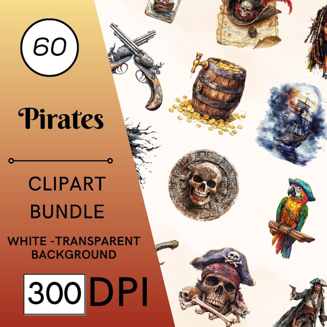 60 Watercolor Pirates Clipart, Sea Adventure, Transparent Pngs ...