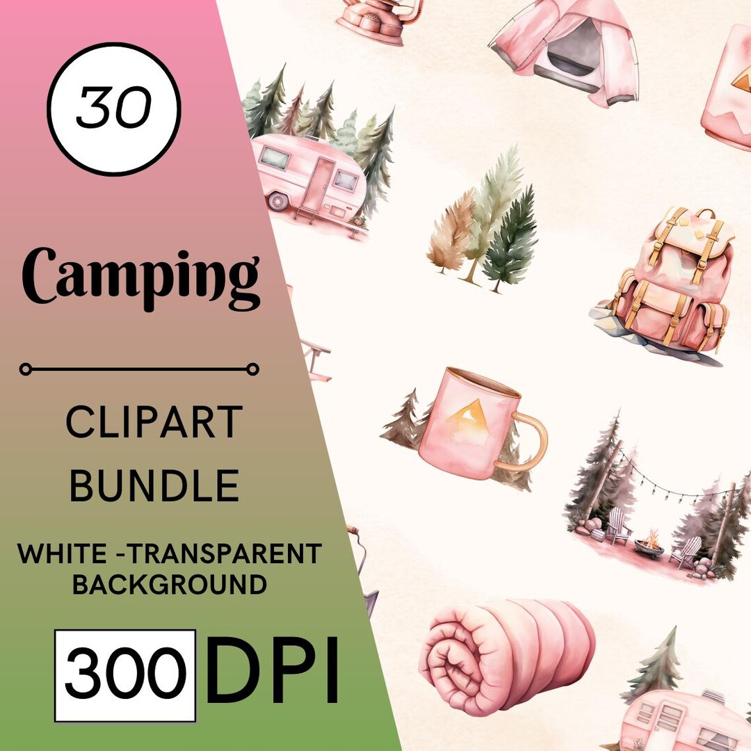 30 Camping Clipart, Girl Camping Clipart, Campfire PNG, Camper PNG ...