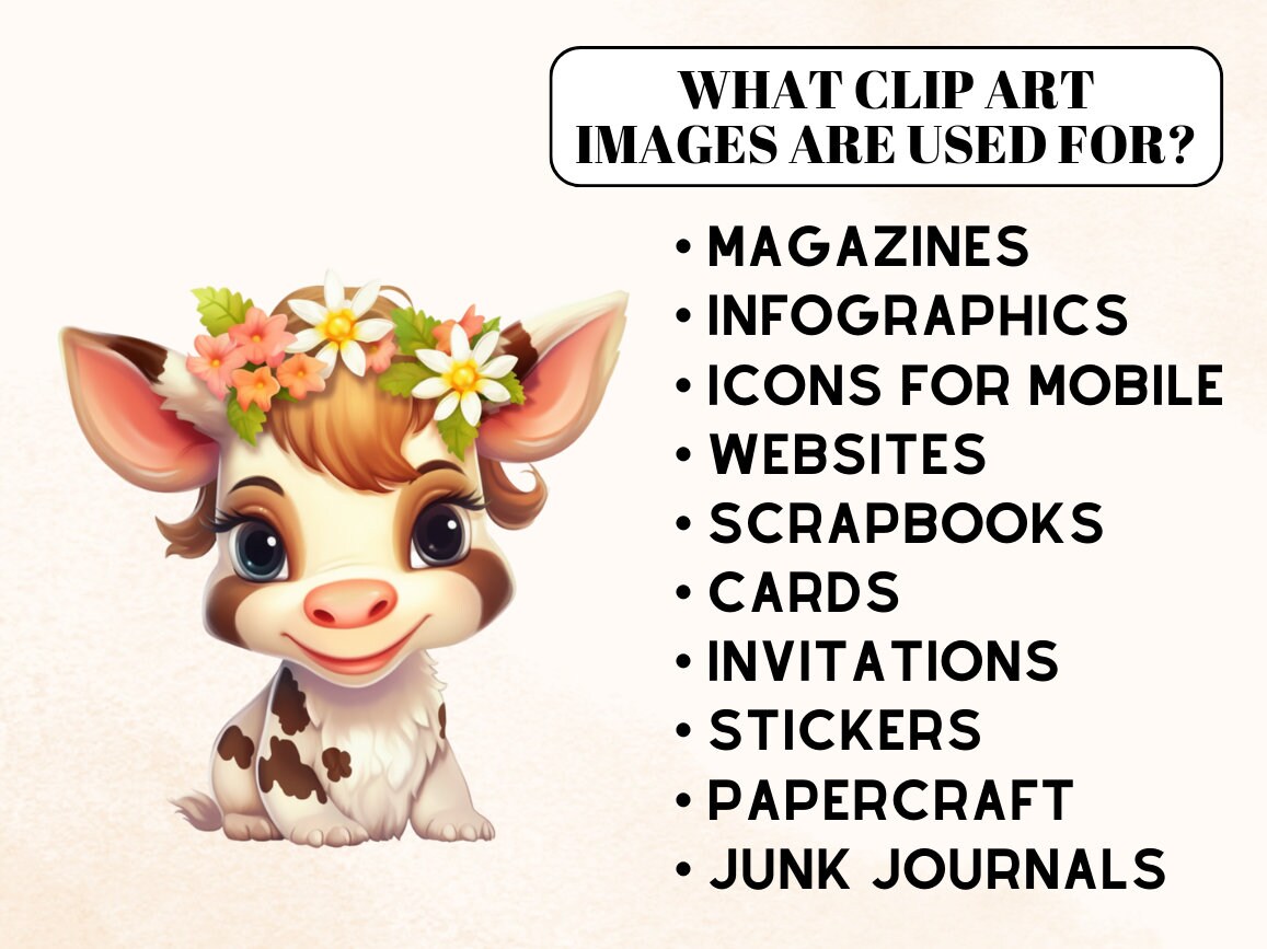 20 Cute Cow Clipart Bundle, Adorable Farm Animal, Farm Barn Animal PNG ...