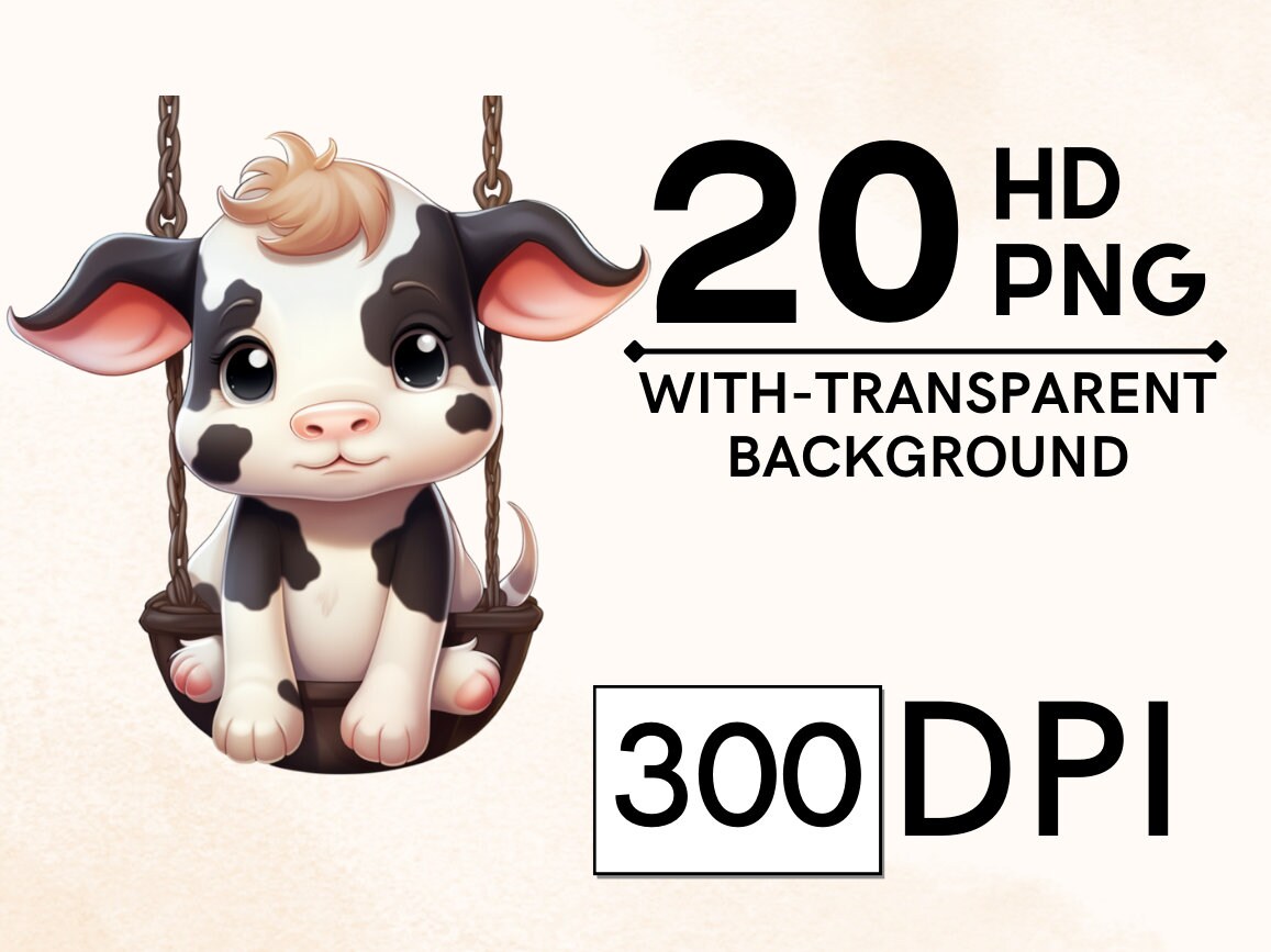 20 Cute Cow Clipart Bundle, Adorable Farm Animal, Farm Barn Animal PNG ...