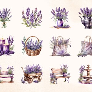 45 Watercolor Lavender Garden Clipart, Provence Floral PNG Bundle, JPG ...