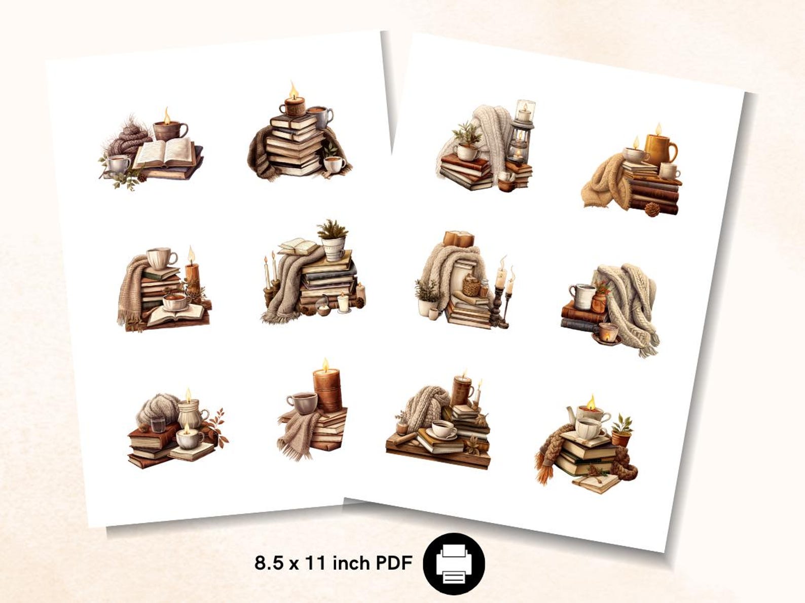 30 Watercolor Bookworm Clipart Bundle, Cozy Library Art, Nursery Art ...
